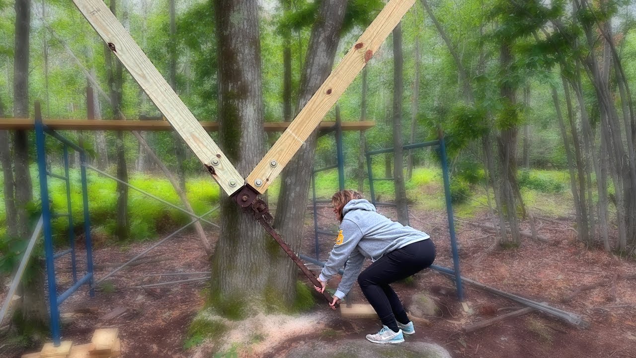 Installing Supports for the Treehouse Bridge Platform - YouTube