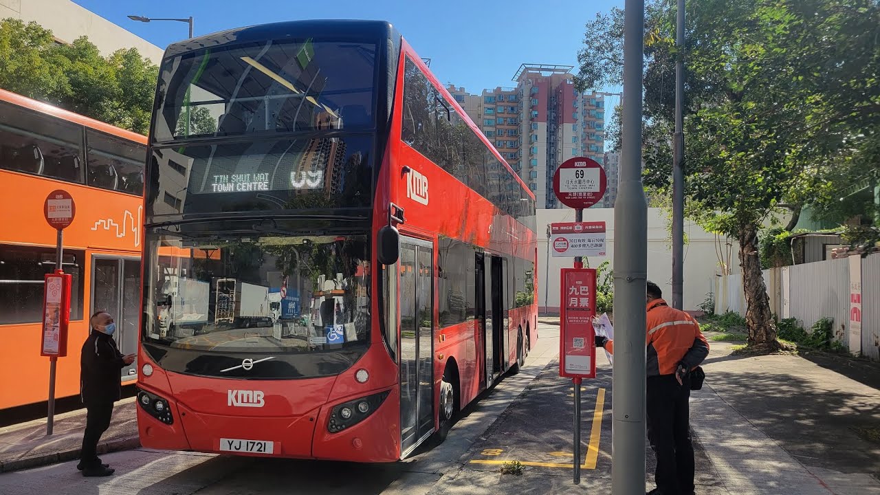 KMB Volvo B8L V6X155 @ 69 to Tin Shui Wai 九巴V6X155行走69線往天水圍市中心行車片段 ...