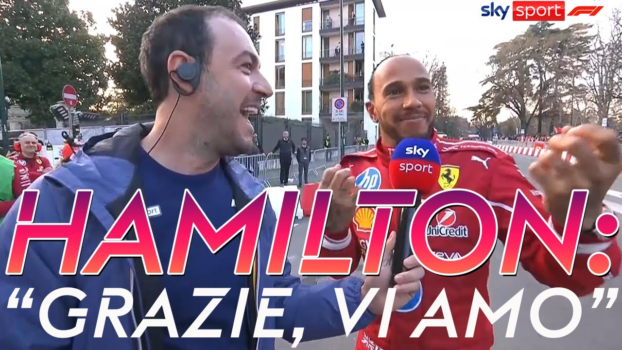 Ferrari a Milano, Hamilton: "Grazie a tutti, vi amo", l'intervista e il ...