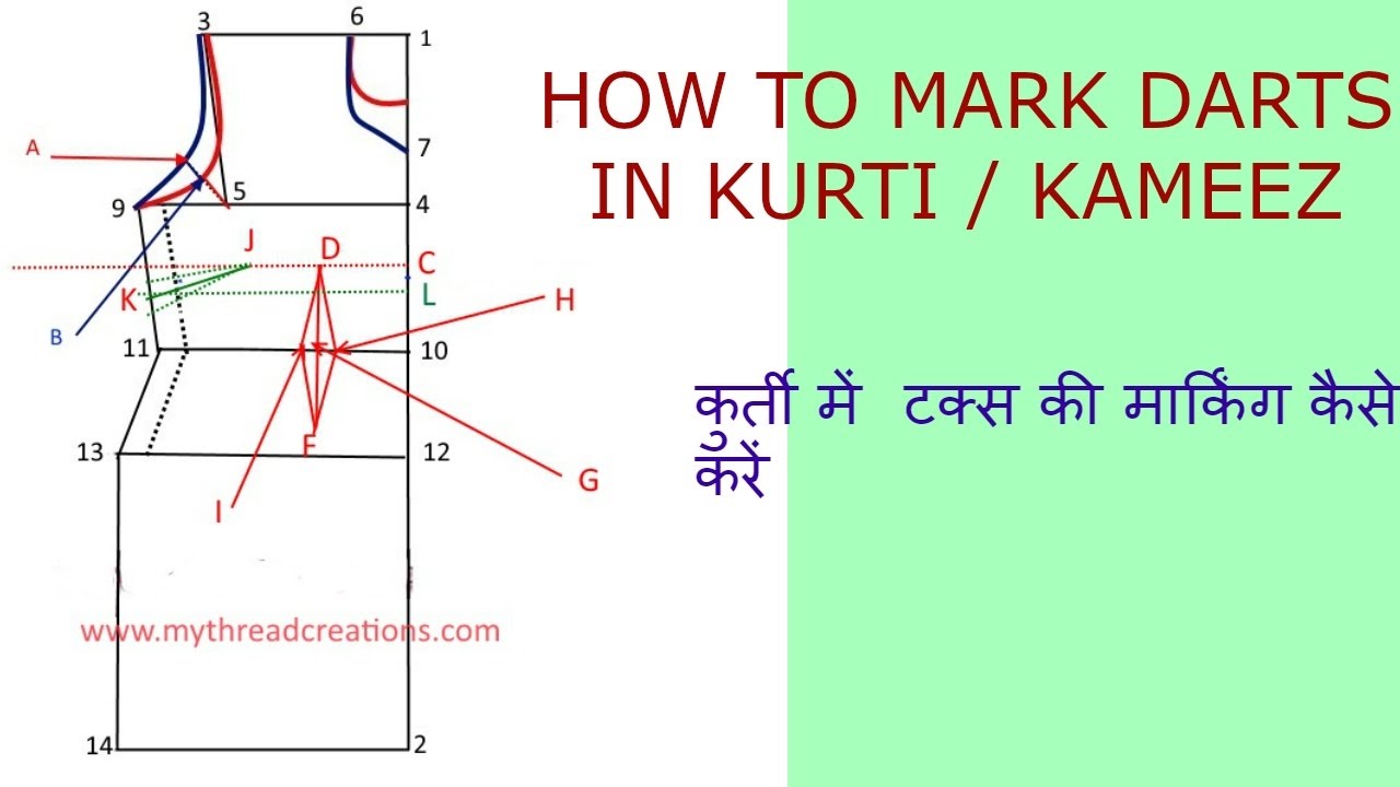 Easy Tutorial To Mark Darts In Kameez / Kurti - YouTube