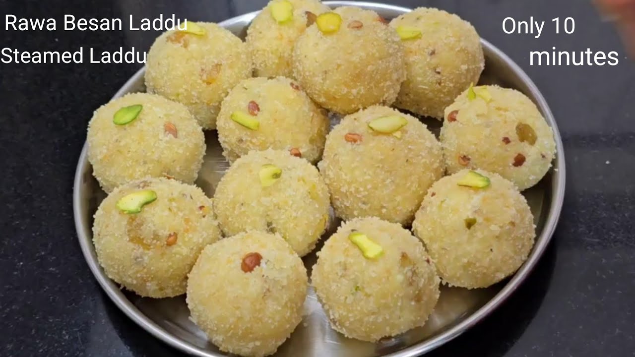 No ghee,no fry,no milk mouth melting suji besan ladoo | Rawa Besan ...