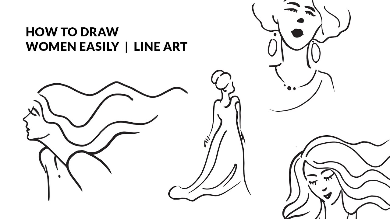 How to Draw Woman With Minimal Lines - Easy | Awesome Line Art Drawing ...