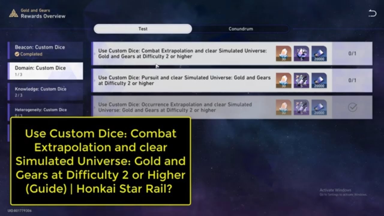 Using Custom Dice: Combat Extrapolation to Clear Simulated Uni Gold Gears at Difficulty II or ...