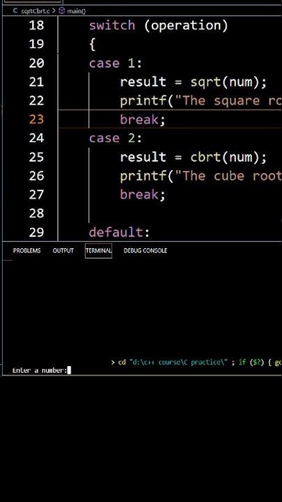 Switch case in C programming. #codes #codesWithU #square_root #cube_root - YouTube