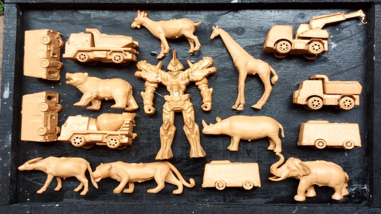 Membersihkan Mainan Berlumpur, Robot, Mobil Derek, Dump truk, Truk ...