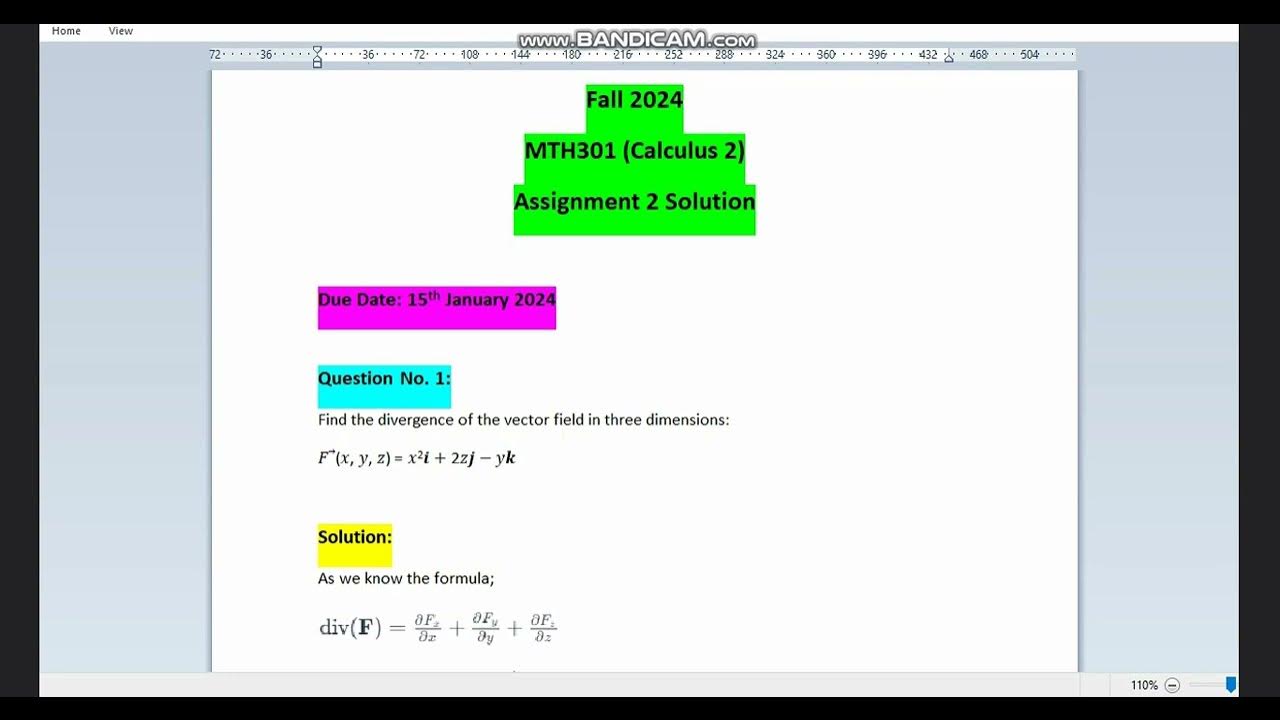MTH301 Assignment 2 Solution || MTH301 - Calculus II || Fall 2024 - YouTube