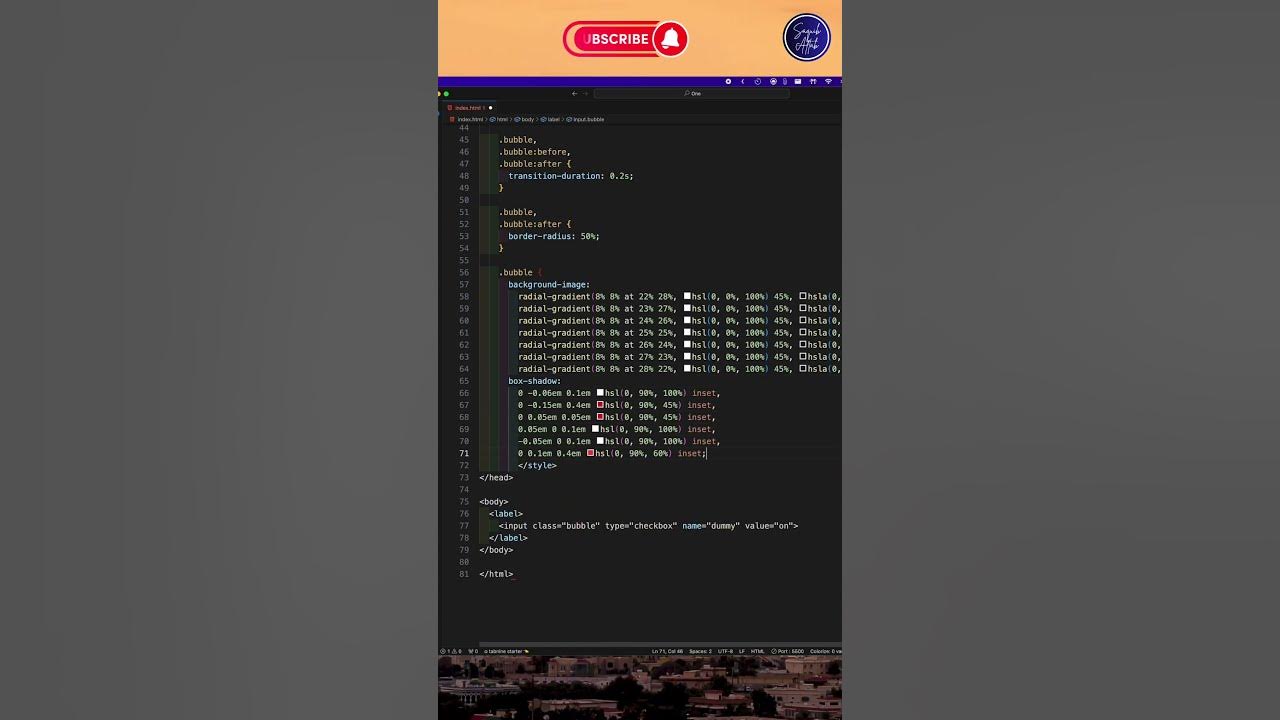 Bubble Toggle Button Css Animation Html Css Codingshorts Htmlcss Youtube