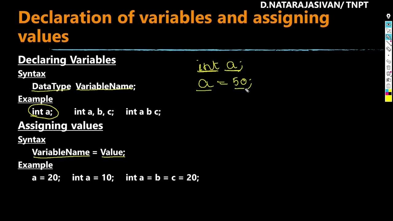 Declaration of Variables and Assigning Values - YouTube