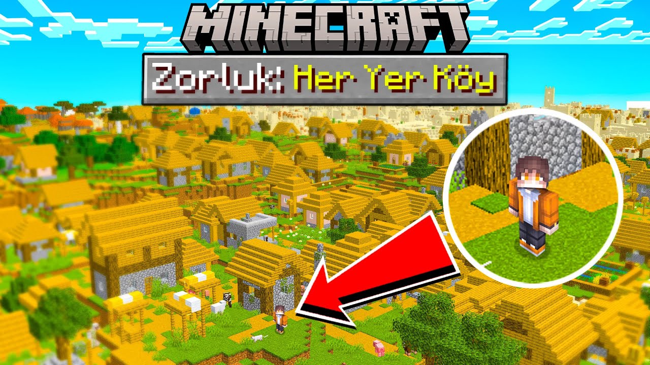 MİNECRAFT ama 1.000.000 TANE KÖY VAR - YouTube