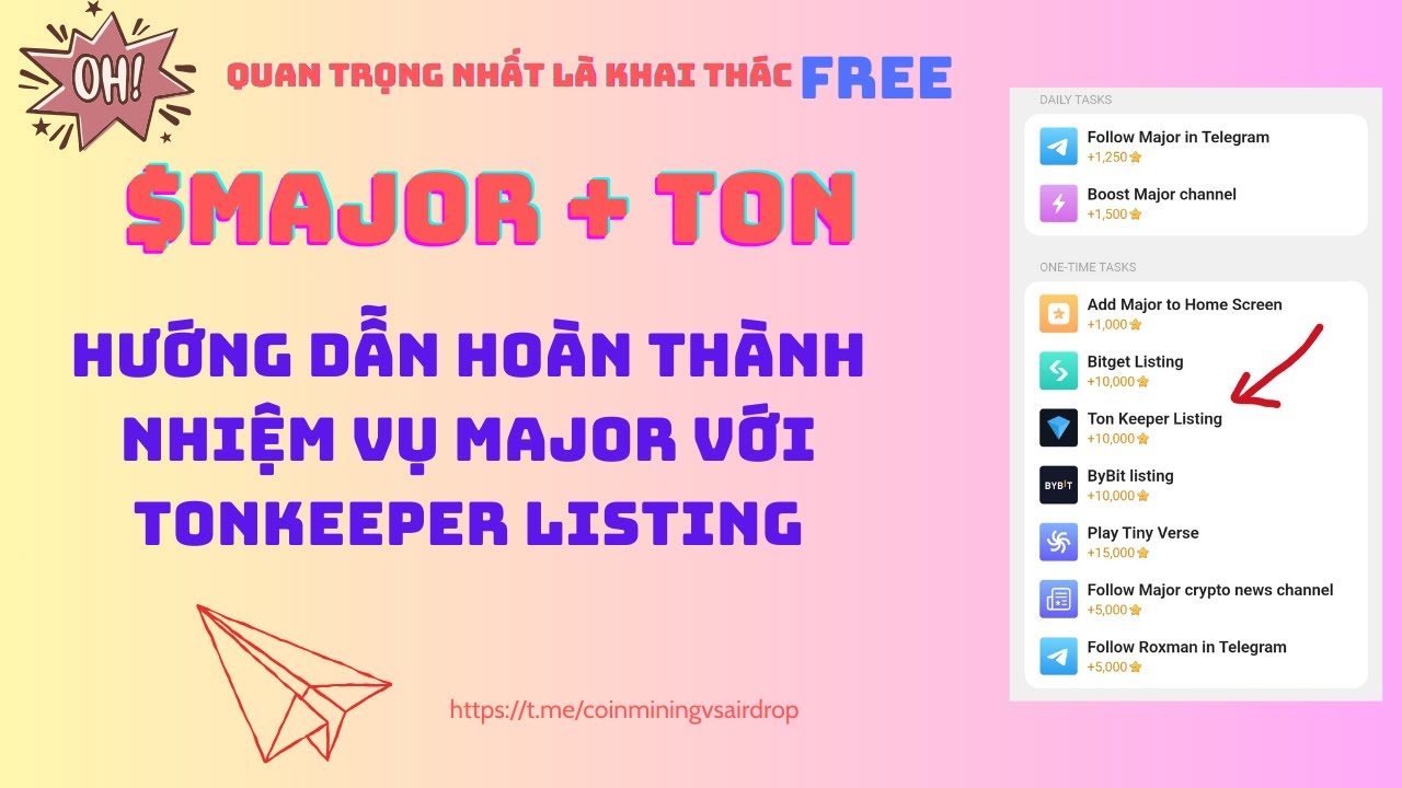 Hướng dẫn hoàn thành nhiệm vụ Major với Tonkeeper listing - YouTube