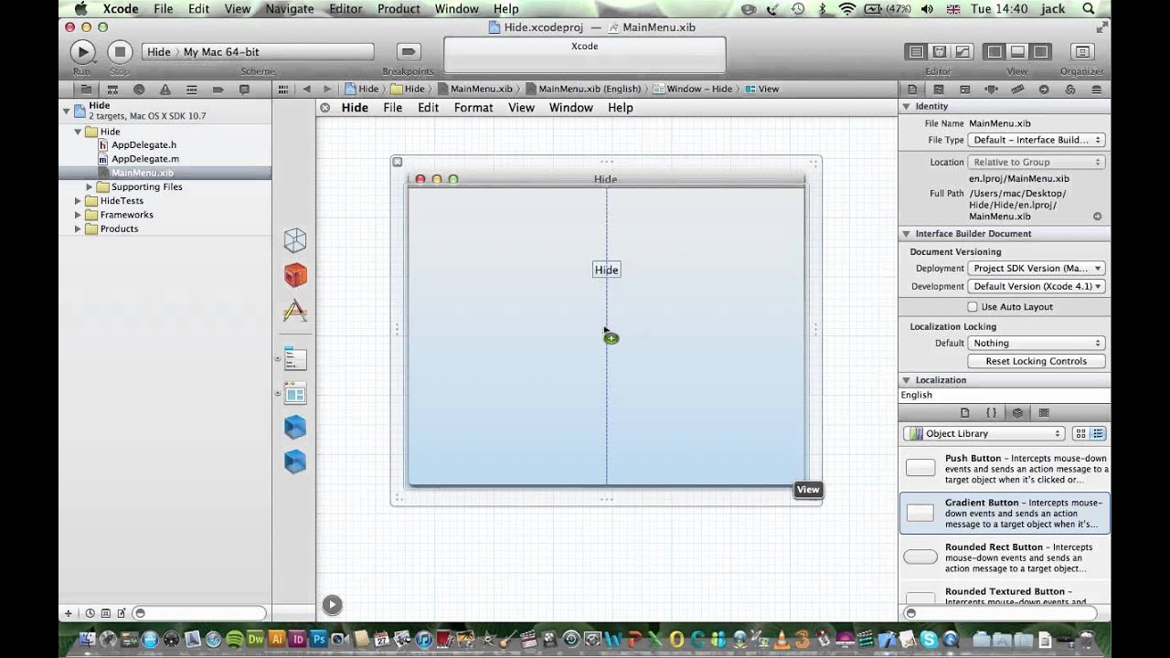 Make a simple app using Xcode 4.2.1 on mac - YouTube