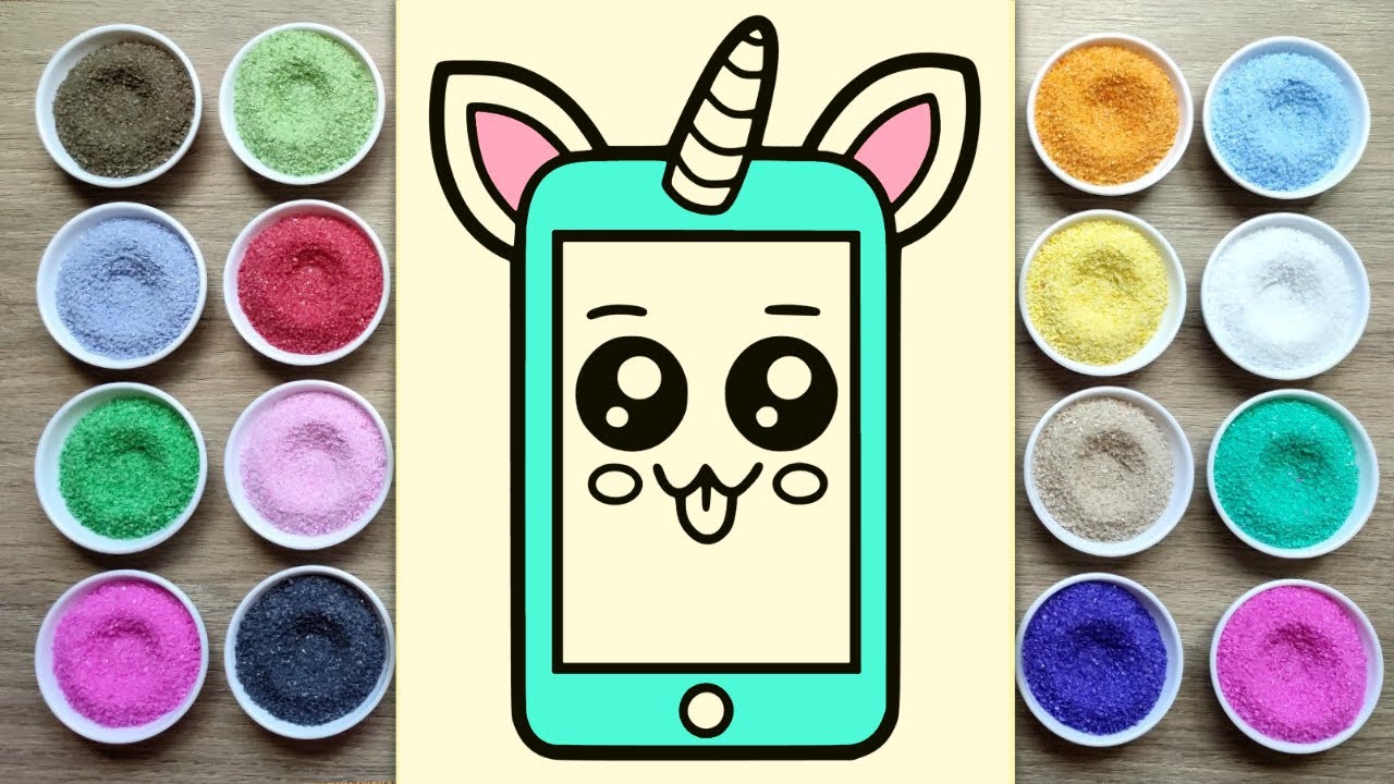 Unicorn CELL PHONE CASE Sand painting, drawing and coloring - YouTube