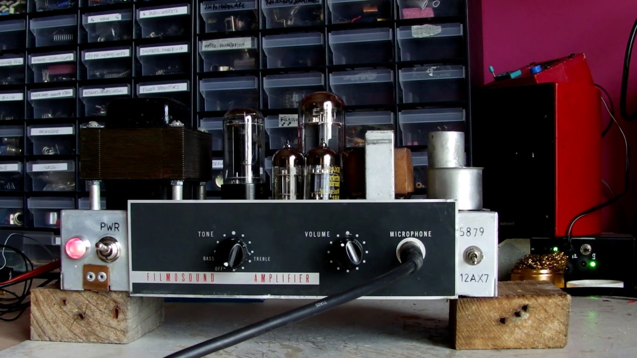 Bell & Howell Filmosound 385 conversion to guitar amp head final. - YouTube