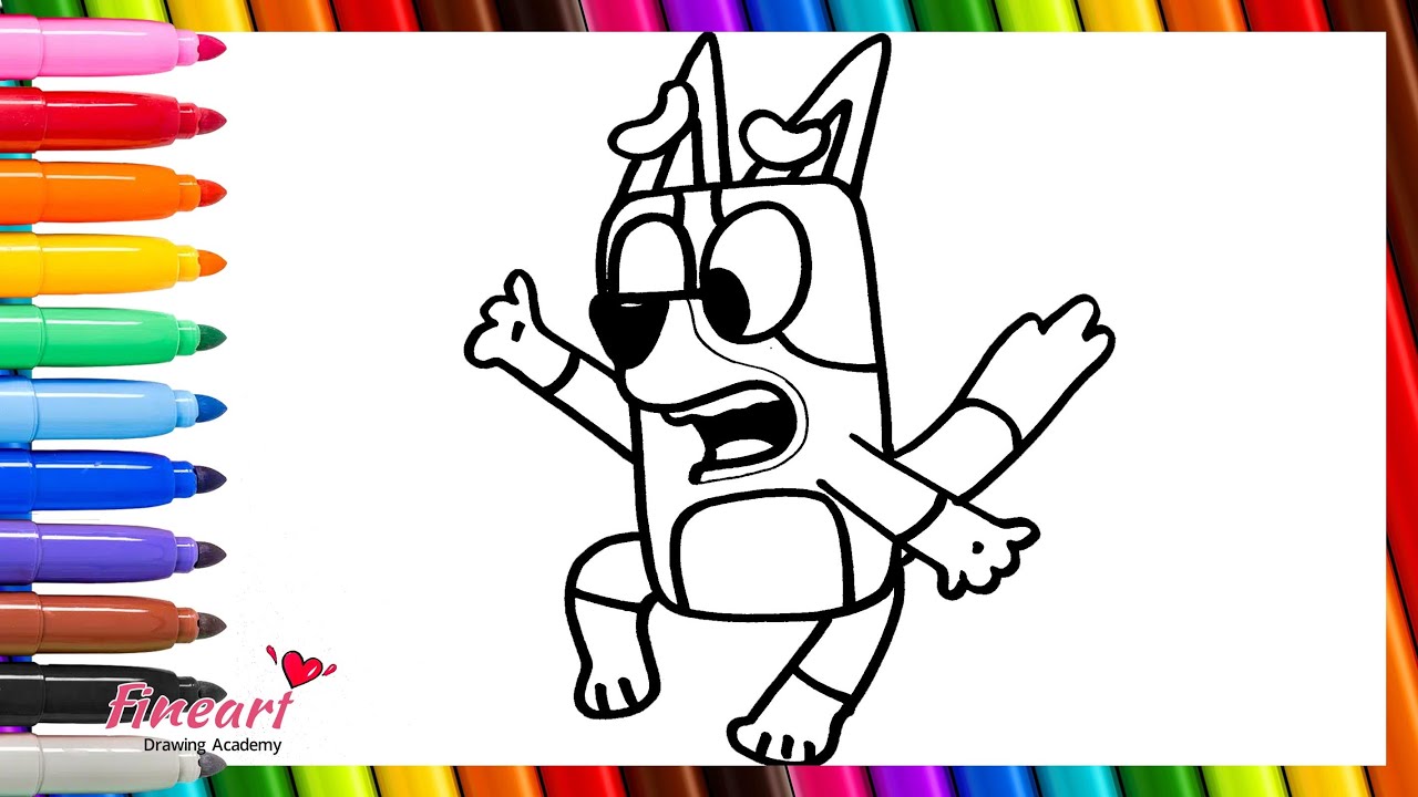 How to Draw Color and painting Bluey's SHOCKING Face 😨😱🎯 Simple drawing ...