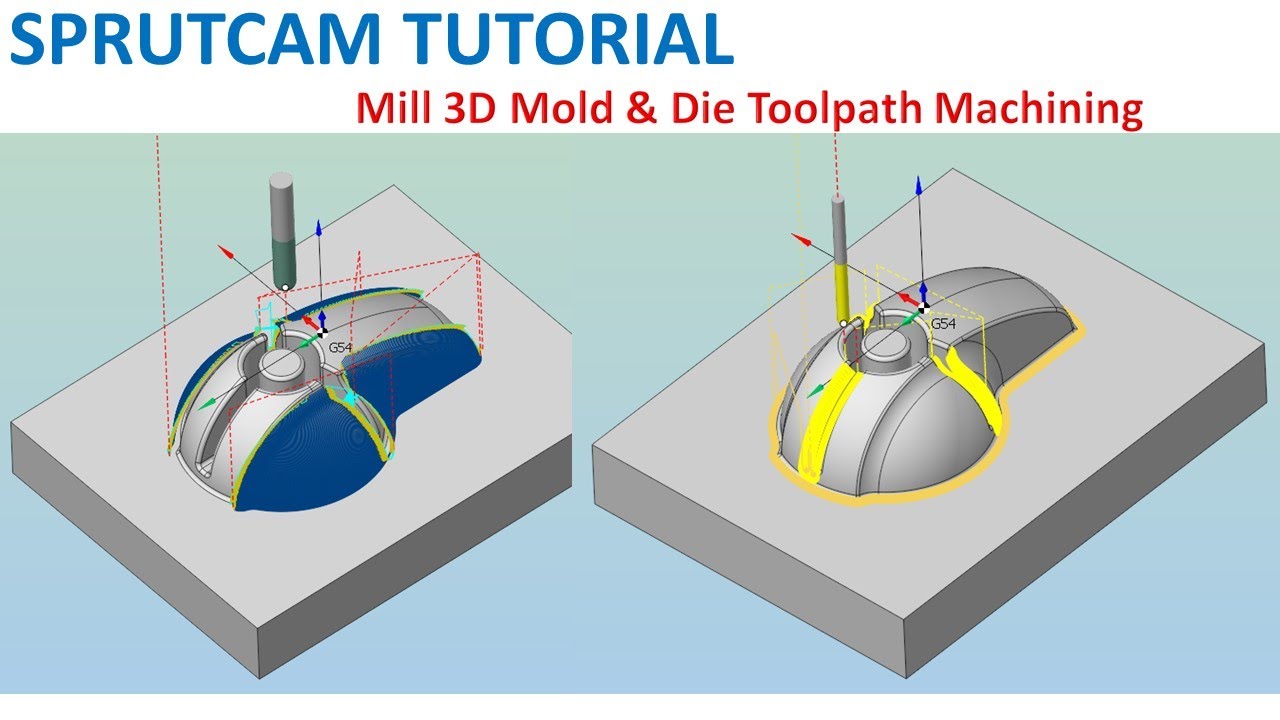 SprutCAM Tutorial #236 | Milling 3D Basic Beginnners Toolpath Machining - YouTube