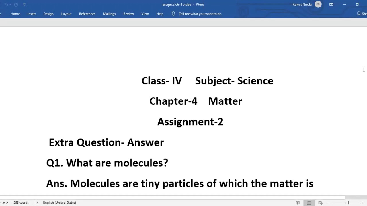 Class IV (Science) Chp-4(Matter) Extra Question-Answers - YouTube