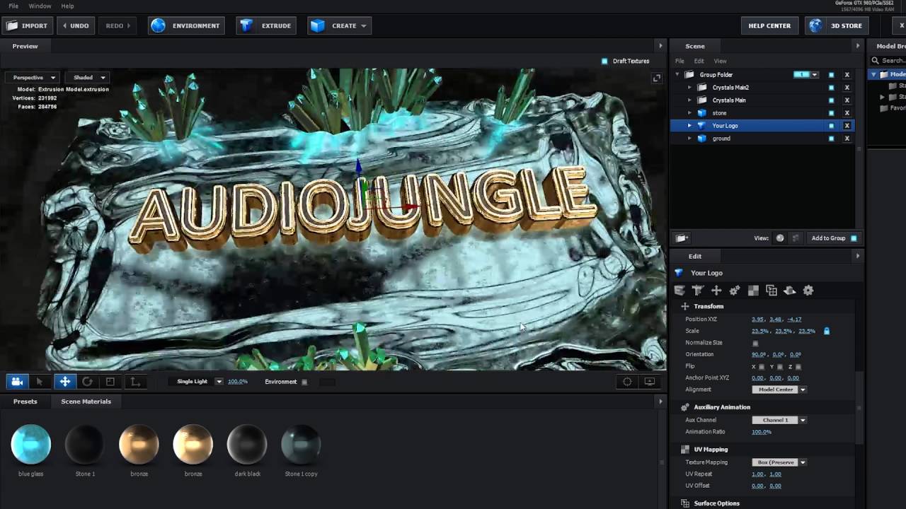 (Tutorial) Element 3D v2 - Crystal Gold Logo - YouTube