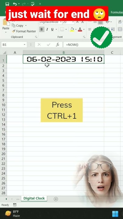 Digital Clock In Excel Current Time In Excel Excel Viral Tricks Exceltutorial