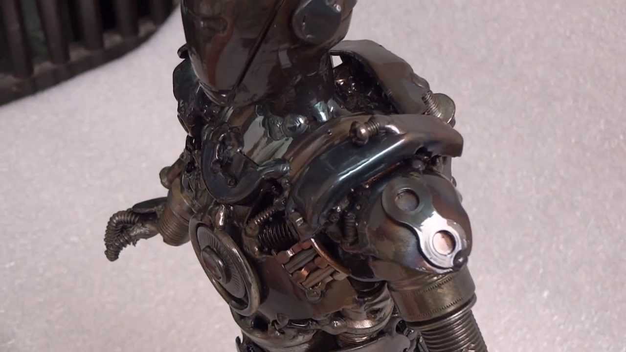 IRON MAN - Handmade scrap metal art figure - YouTube