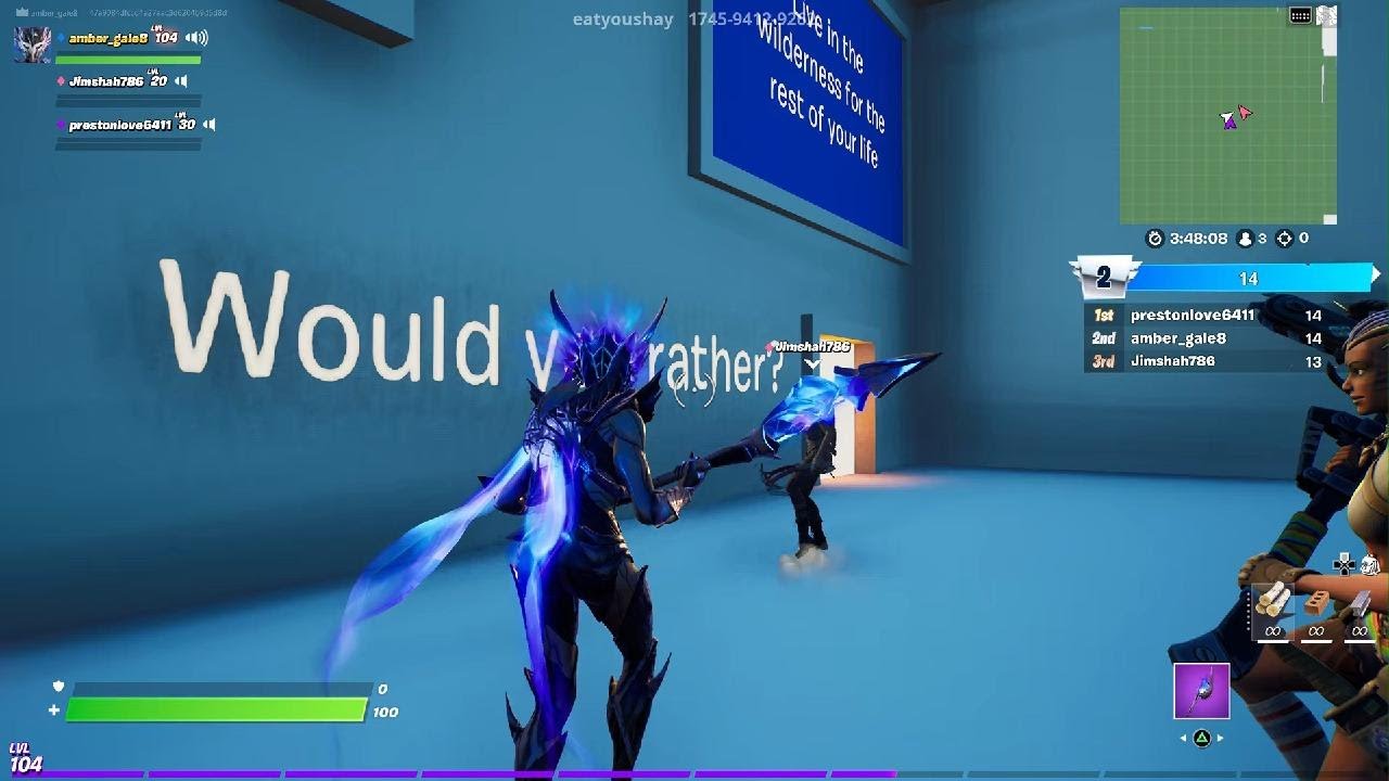 Playing Fortnite would you rather 100 questions part 2 with my friend ...