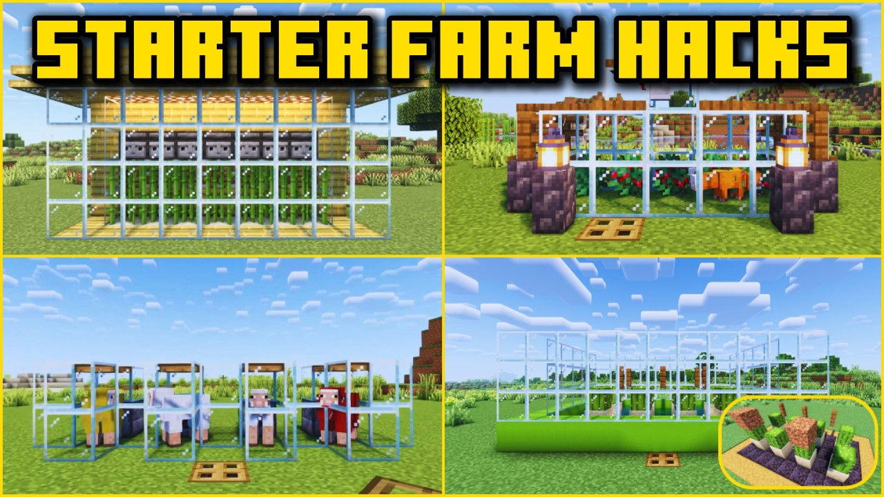 4 EASY Starter Farms For Minecraft - YouTube