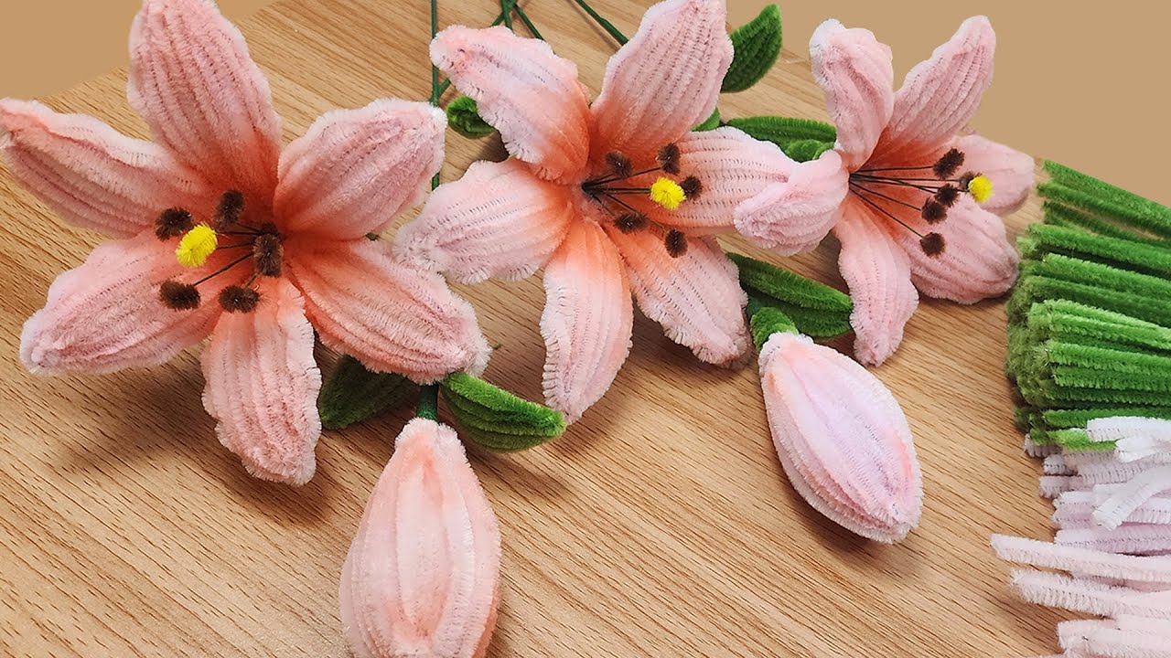 DIY | How to make Lily from pipe cleaner | Lily flower tutorial by ...