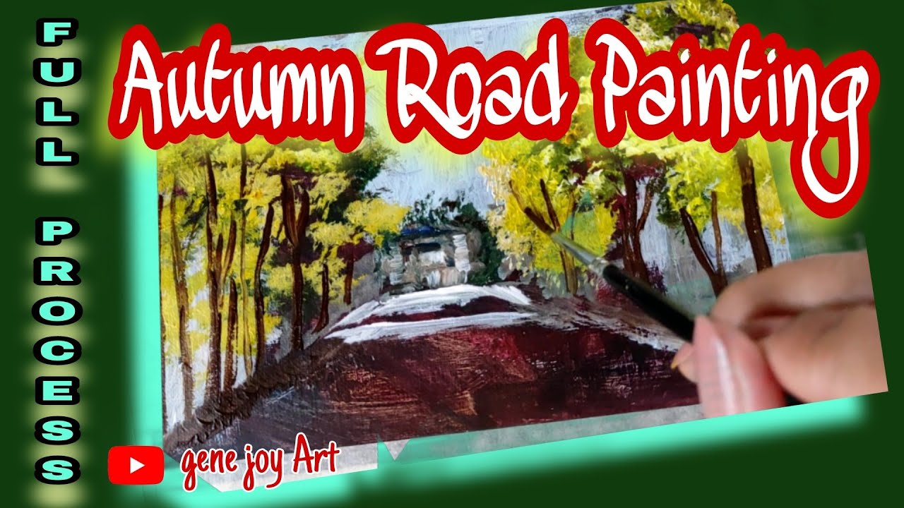 PAINTING AUTUMN TREES ALONG THE ROAD | Acrylic Painting | gene joy Art# ...