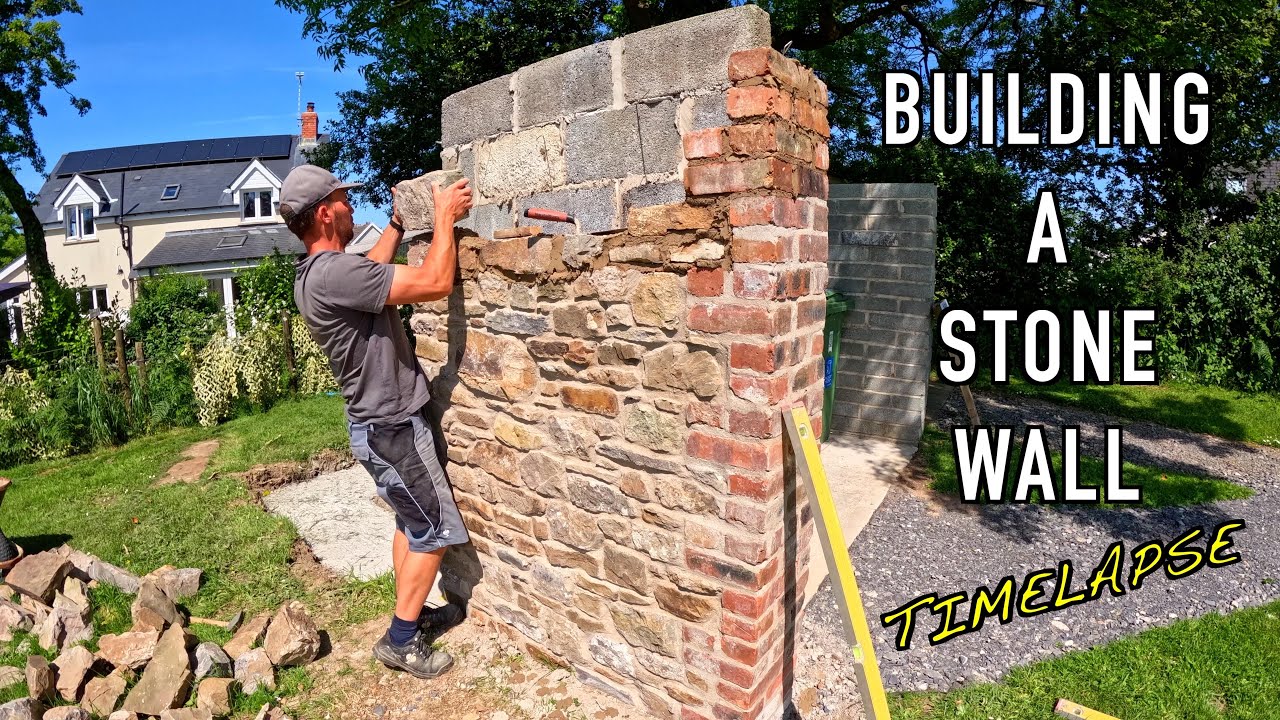 Stone wall build - YouTube