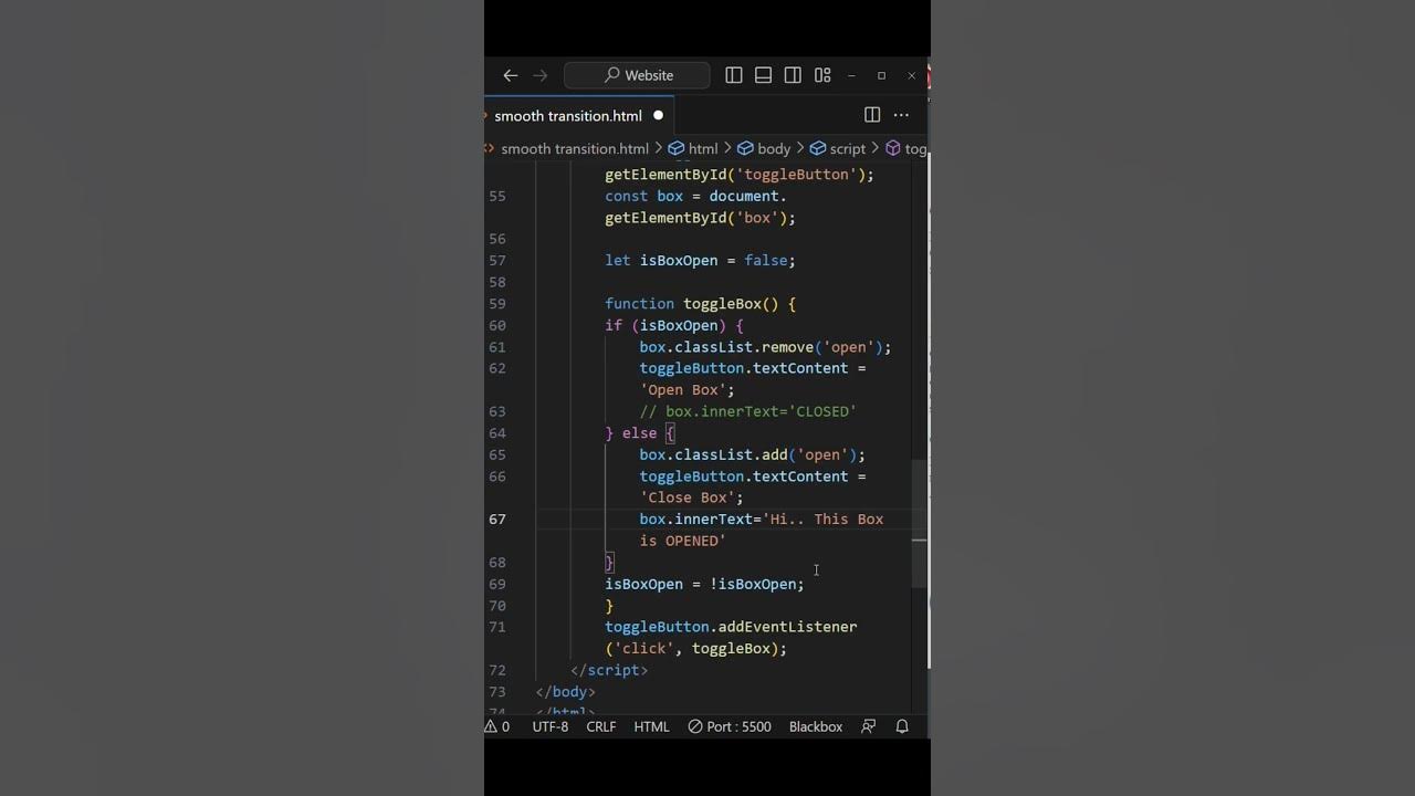 Smooth transition | Open Close | HTML CSS JavaScript #shortsvideo - YouTube
