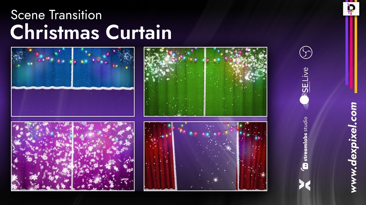Winter Christmas Curtain Scene Transition - OBS and Streamlabs Stinger ...