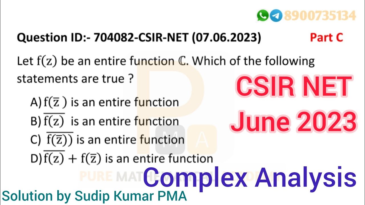 Csir Net June 2023 Complex Analysis Solution Qid 704082 Part C Solution By Sudip Kumar