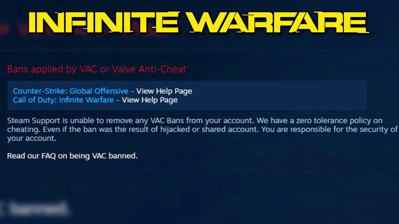 VAC BANS Finally Coming On PC For INFINITE WARFARE!? - YouTube