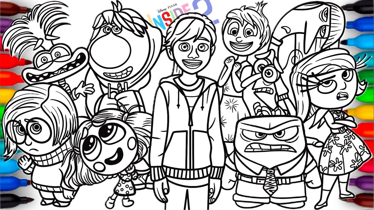 Inside Out 2 Coloring Page | Satisfying Colouring All Riley's Emotions ...