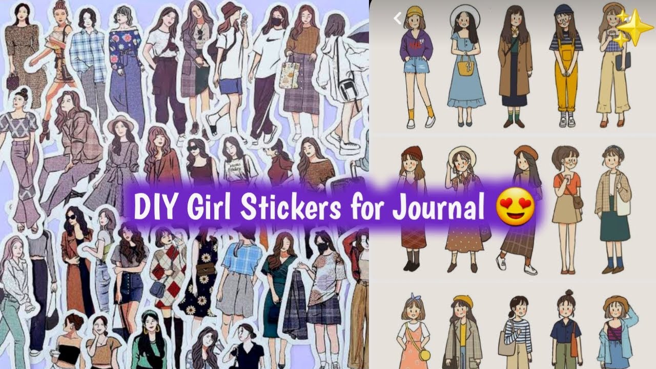 How to make Kawaii Girl Stickers for journal ⚘ DIY stickers at home 😍 # ...