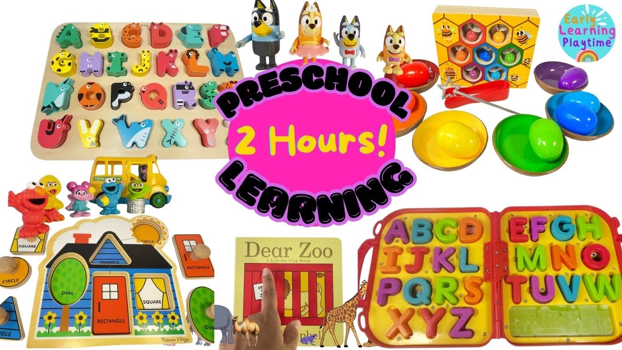2 HOURS Preschool Learning | Learn English Alphabet | Numbers | Colors ...