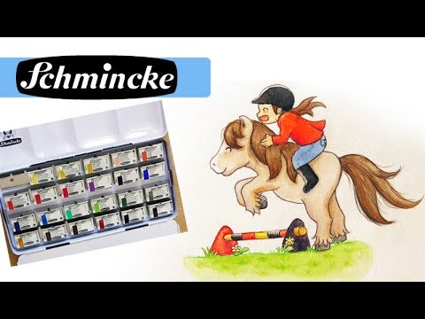 🐴 Pferd mit Reiter malen 🎨 mit Schmincke Akademie Aquarellfarben - YouTube