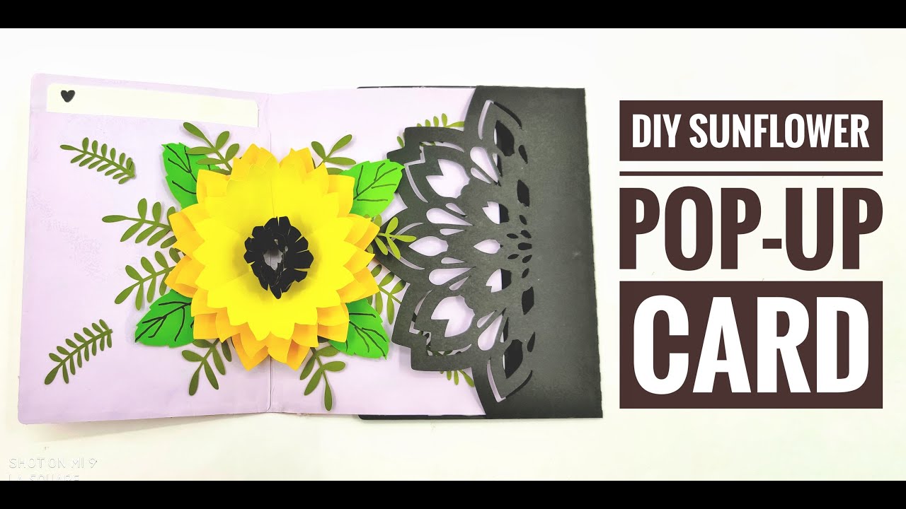 DIY 3D Sunflower Pop-up card | 3D flower Pop-up card idea for anniversary | Handmade pop-up card ...