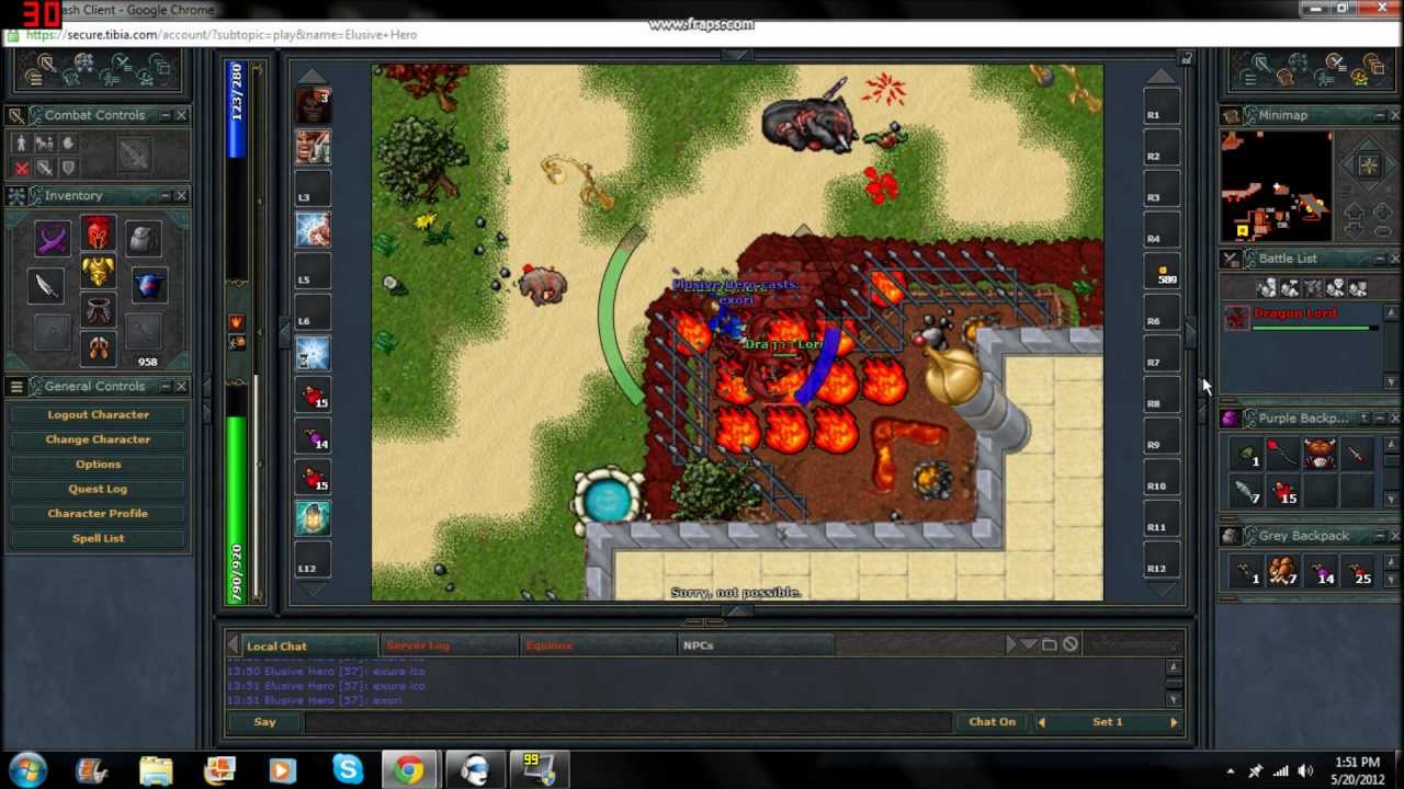 Tibia Dragon Lord solo!!! level 50 Elite Knight - YouTube