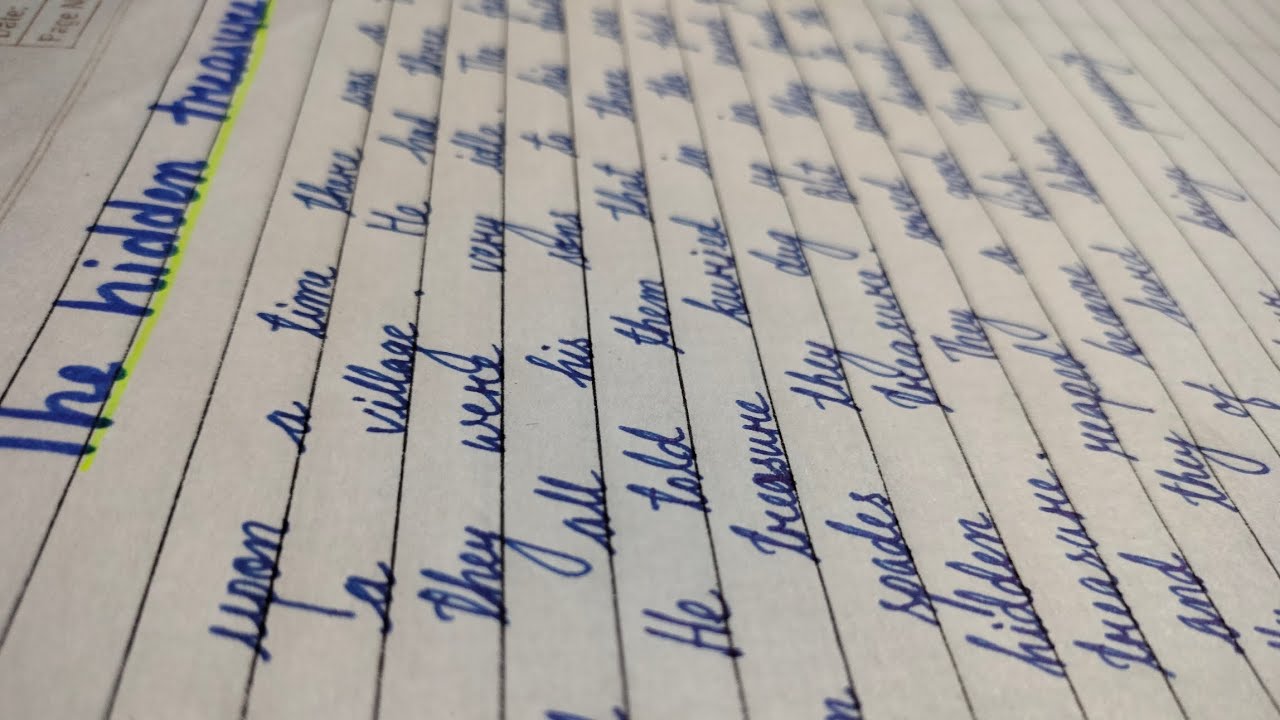 The Hidden Treasure|| Story Writing||Sample handwriting practice|| For ...