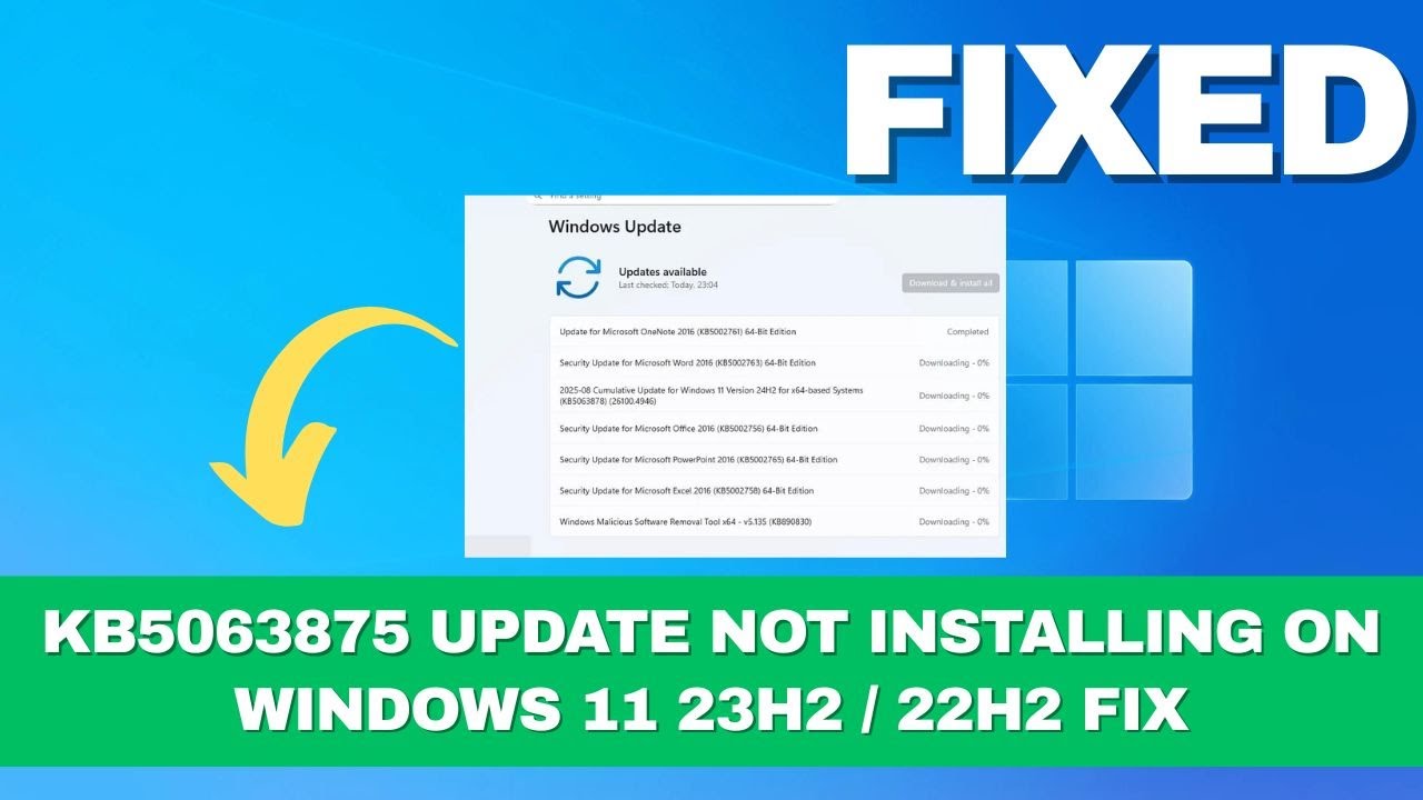 KB5063875 Update Not Installing on Windows 11 23H2 / 22H2 FIX (2025 ...