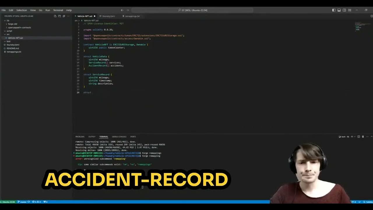 Smart Contract Entwicklung in Foundry: Structs und Datenmappings unseres VehicleNFT mit Solidity ...