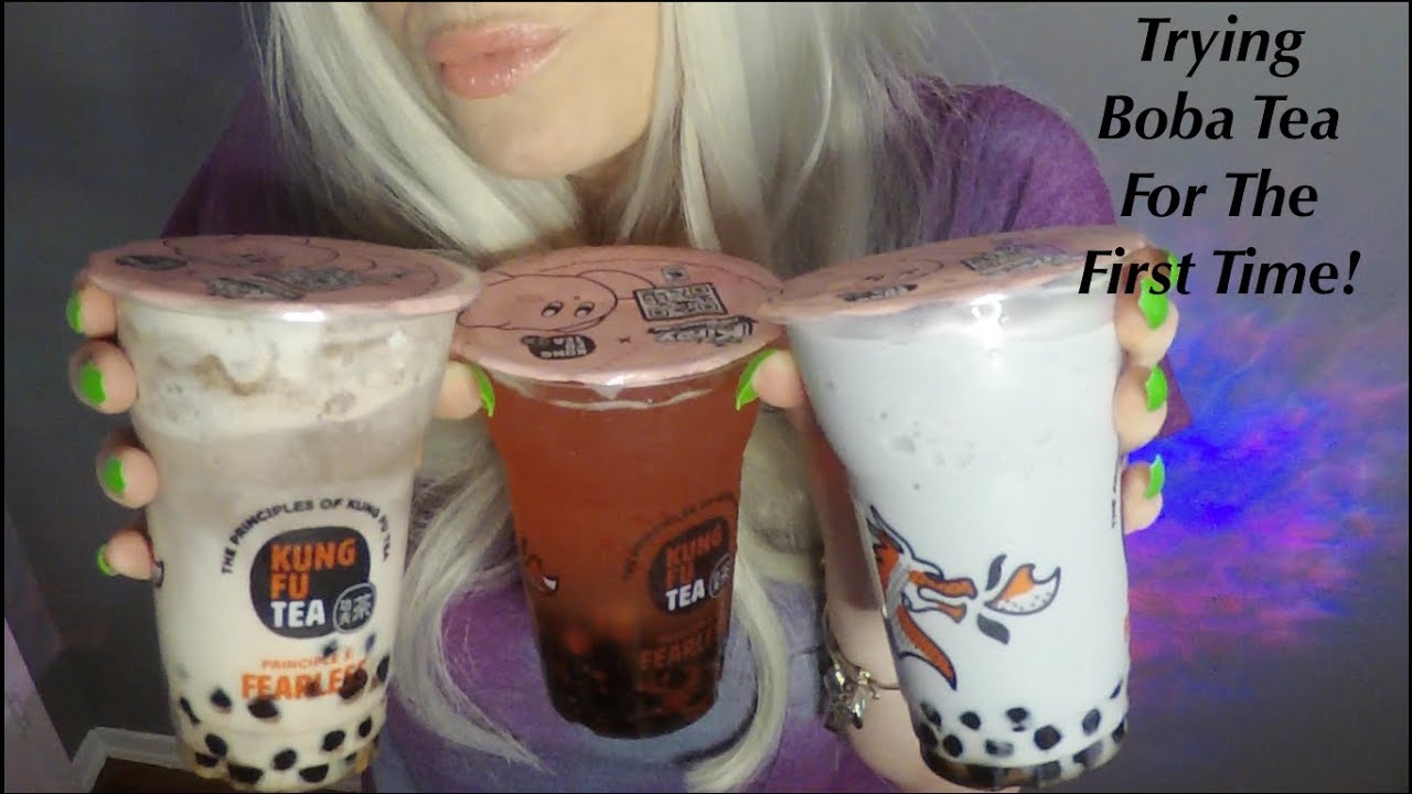 ASMR Trying BOBA TEA For The First Time | Great Chewing Sound | Taste ...