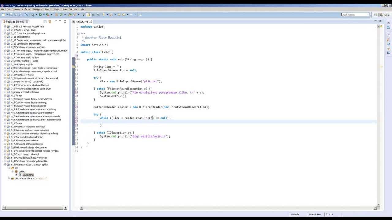 Kurs programowania w JAVA - poziom 2: Podstawy odczytu danych z pliku ...