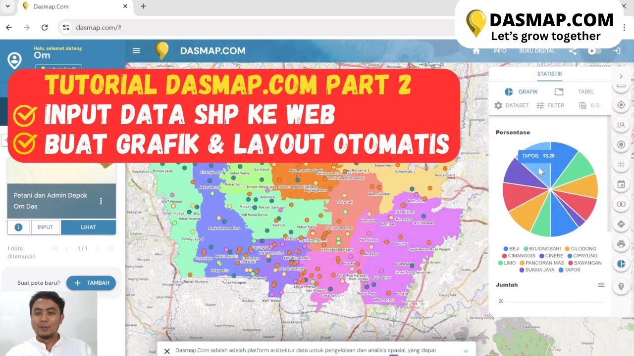 Tutorial Part 2: Cara input data shp, buat grafik dan layout otomatis di dasmap.com - YouTube