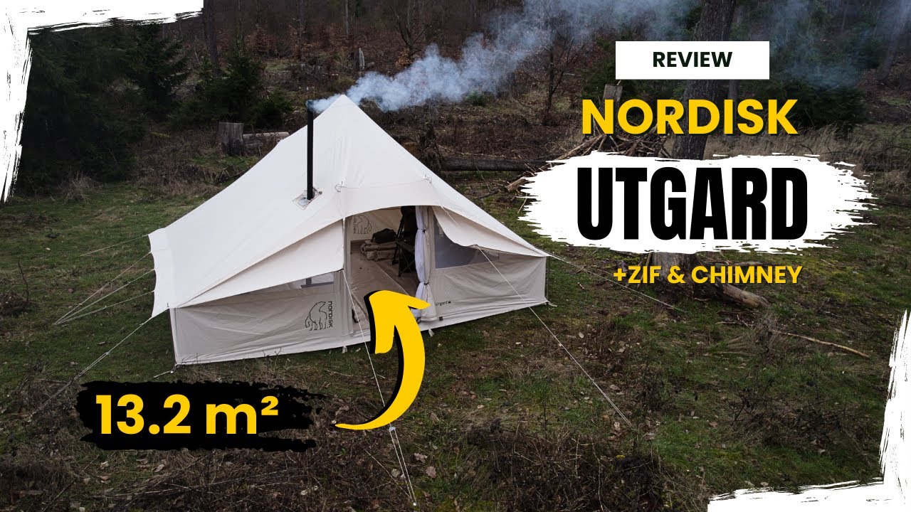 Zelt mit 13.2 m² | Nordisk Utgard mit Zip-In Floor & Chimney Kit - YouTube
