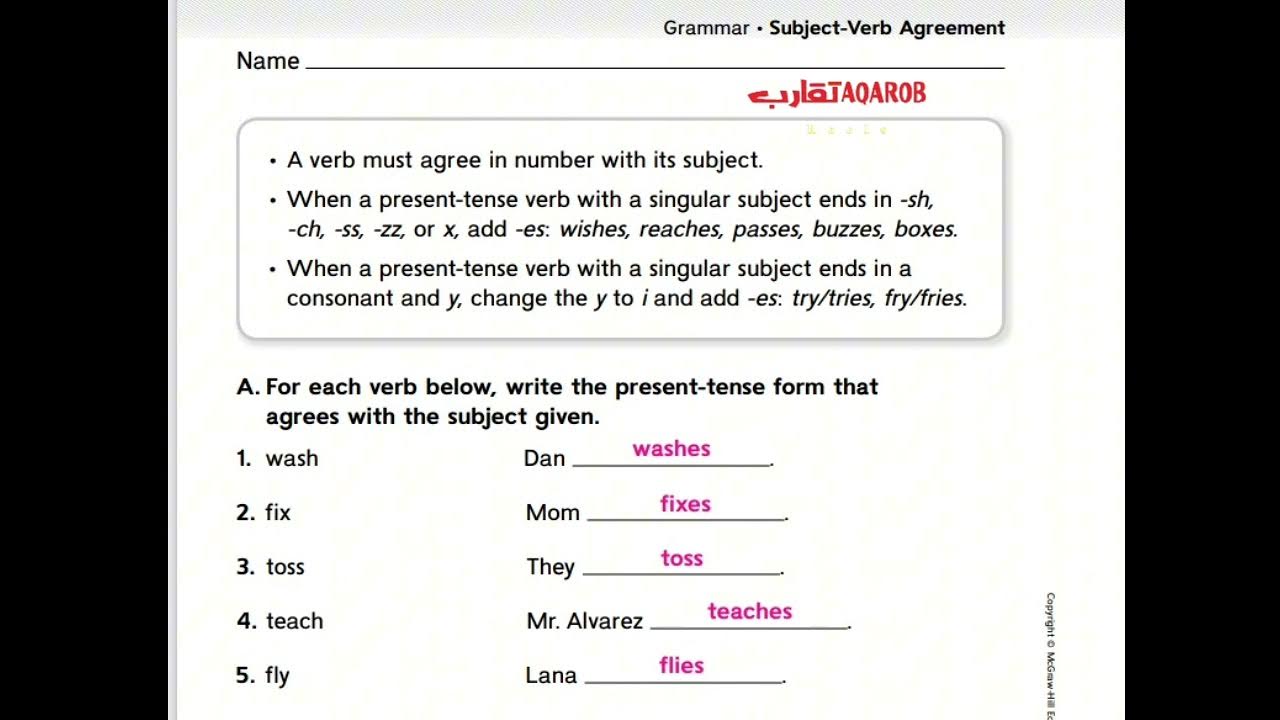 Grade 3 ,Subject Verb Agreement - YouTube