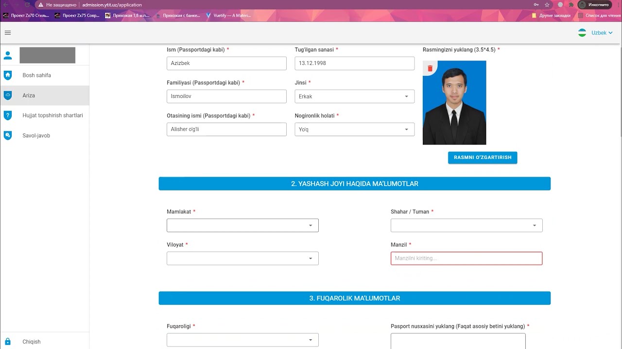 YTIT га ҳужжат топшириш ва рўйхатдан ўтиш бўйича видео қўлланма - YouTube