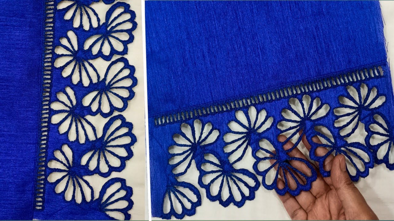 Latest Daman Cutwork Design / New Sleeve Design_With Machine Embroidery ...