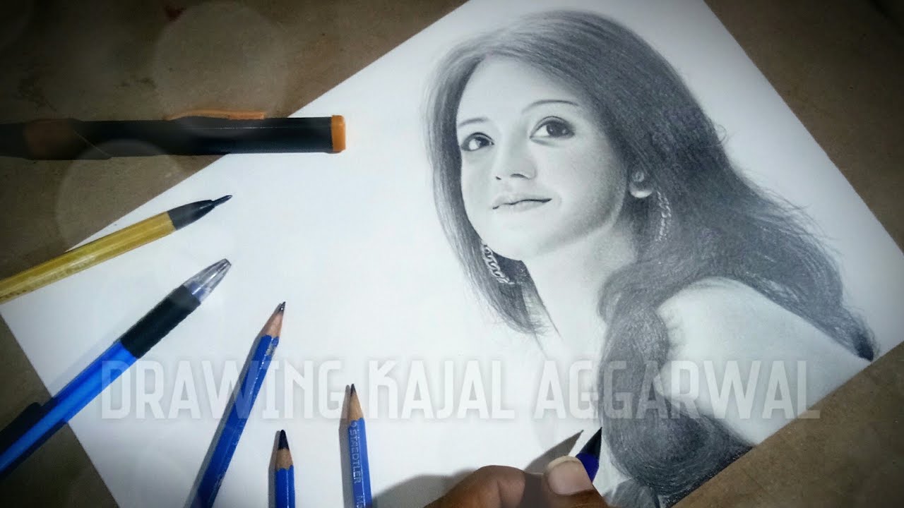 kajal agarwal drawing | how to draw kajal agarwal step by step | pencil ...