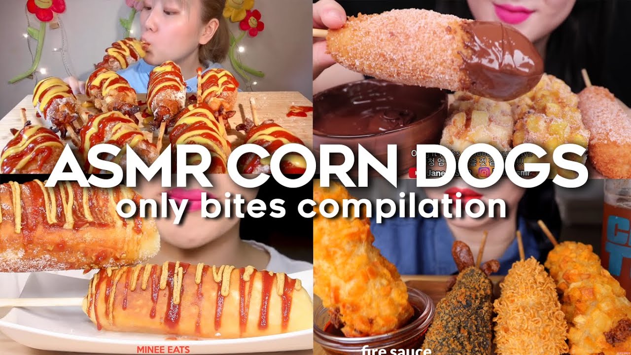 ASMR CORN DOGS COMPILATION *ONLY BITES* - YouTube